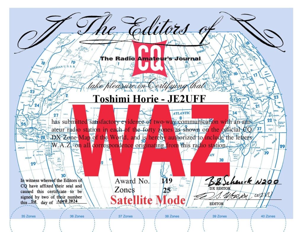 [DIARY] 超スピーディ3日でWAZが発行されました｜きょうも無線日和